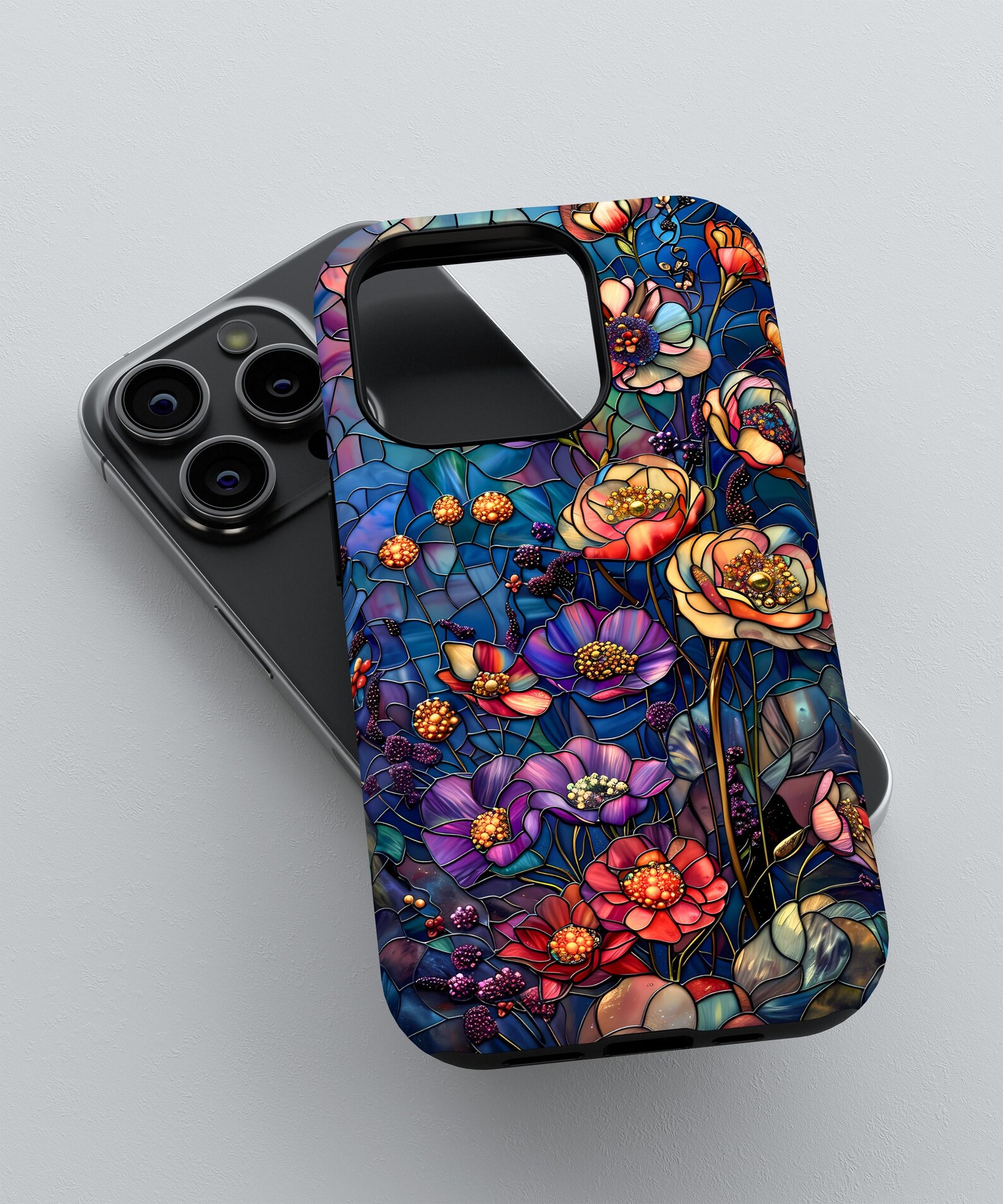 Enchanted Garden Stained Glass Phone Case | iPhone 15 14 13 12 11 Pro ...