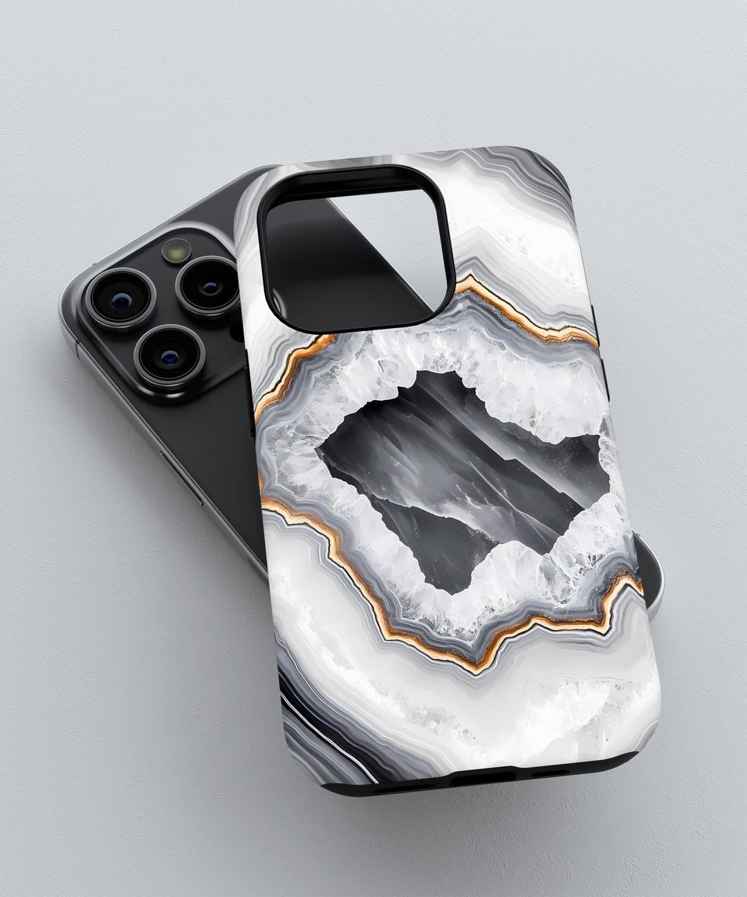 Unique Gray Agate Geode Gemstone Crystal Phone Case | iPhone 16 15 14 ...