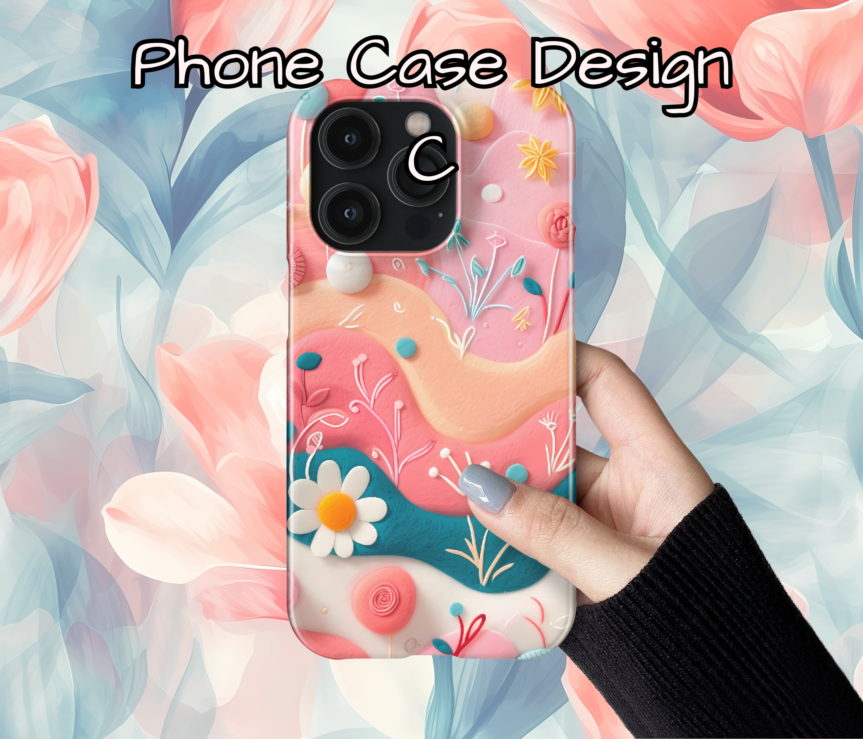 Vibrant Textured Flower Garden Phone Case 3D Floral Sculpture Design ...