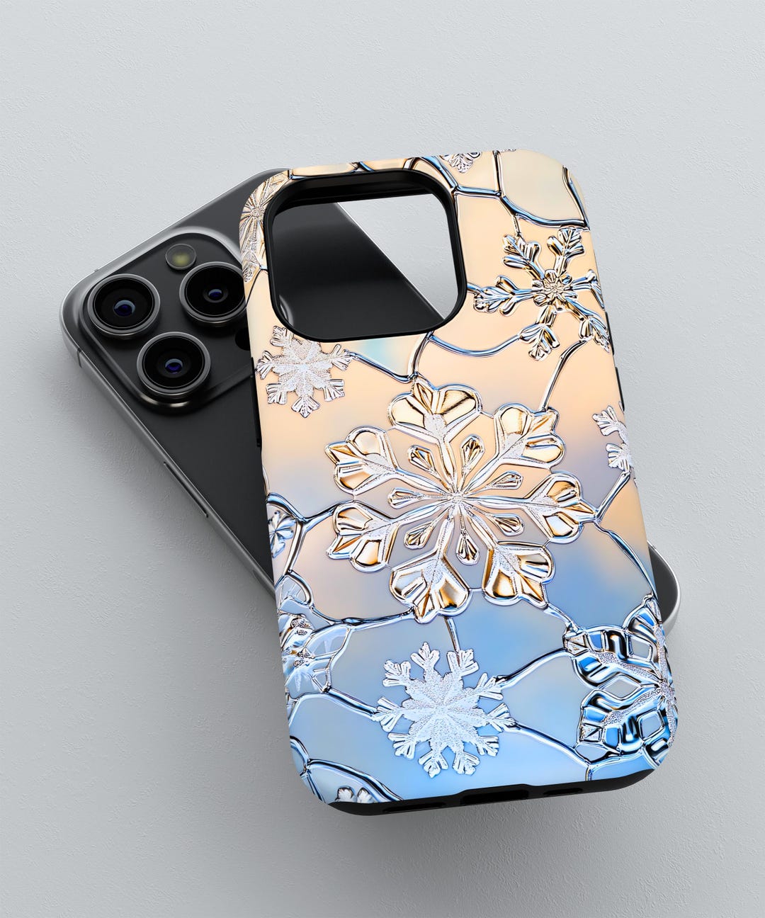 Iridescent Snowflake Phone Case: Frosted Winter Glass Effect - Etsy