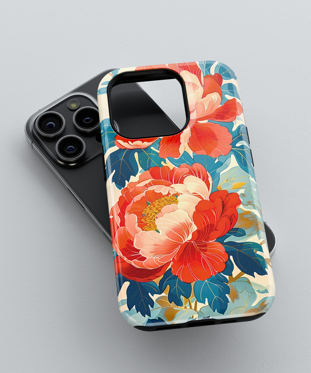Vintage Red Peony Floral Phone Case Iphone, Galaxy, Pixel Models ...