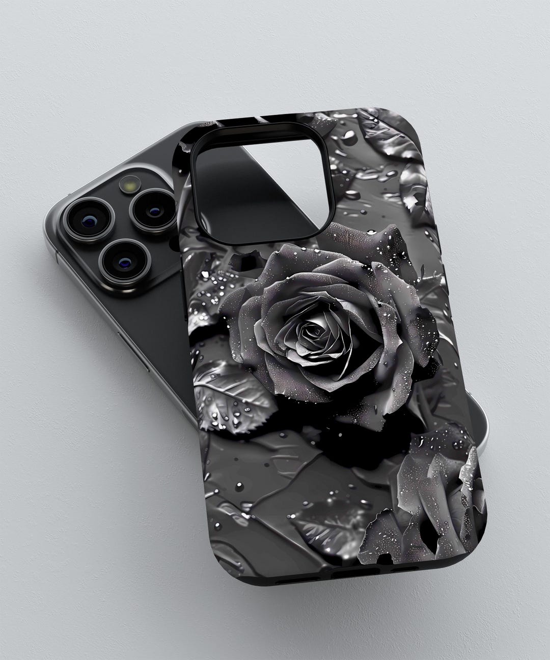 Black Rose Phone Case: Elegant Monochrome Floral Design - Etsy