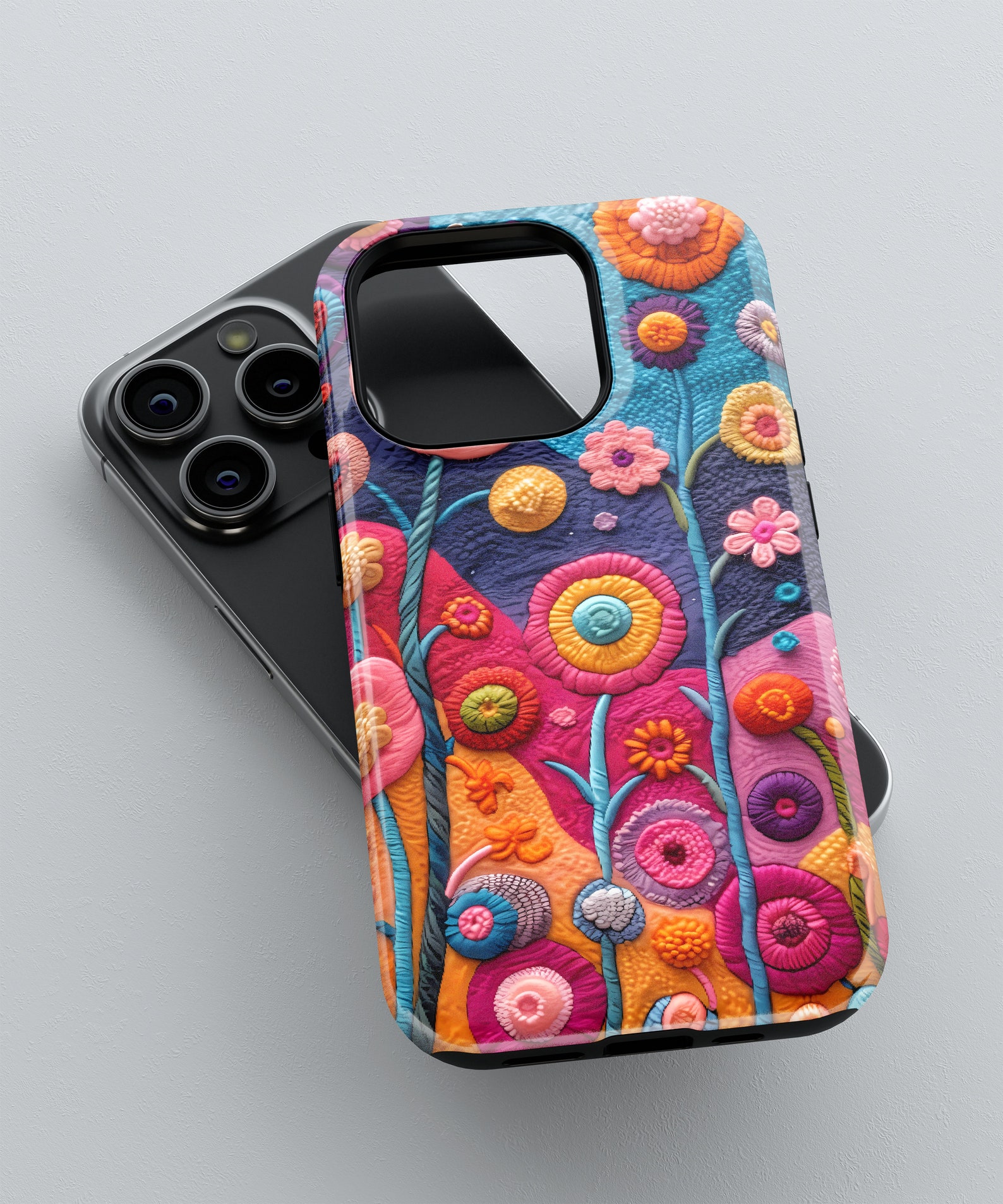 Vibrant Textured Flower Garden Phone Case 3D Floral Sculpture Design ...