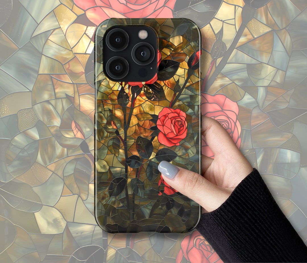 Elegant Rose Stained Glass Phone Case Nature Inspired Floral Cover ...