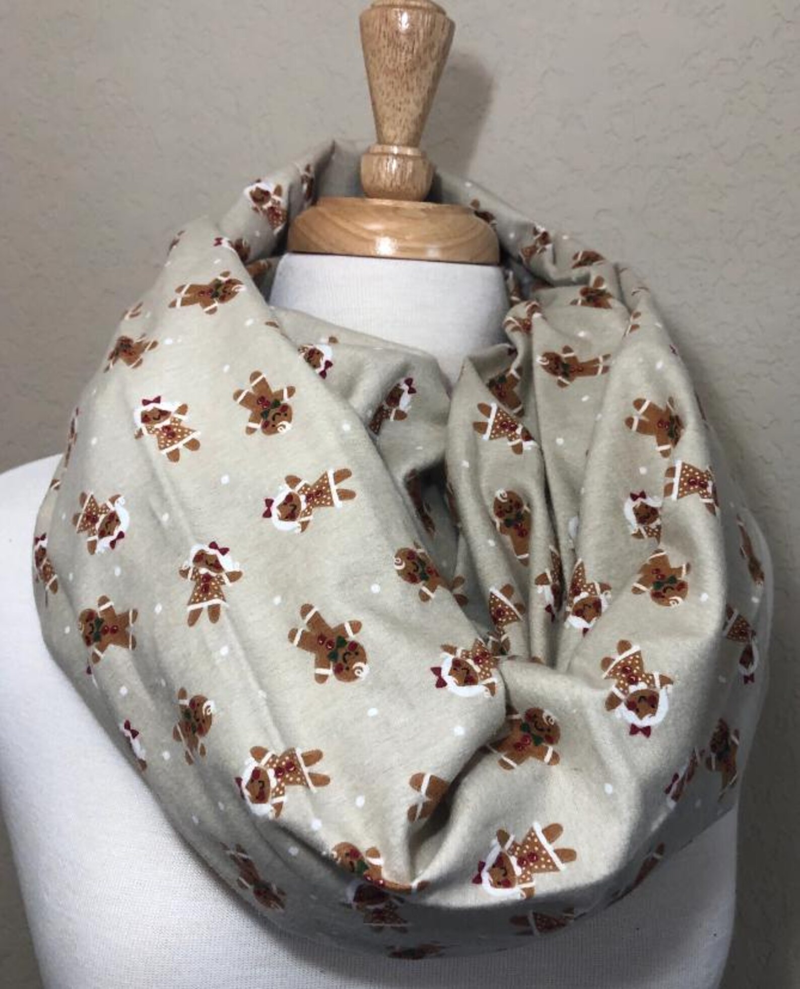 Gingerbread Scarf Infinity Holiday Scarf Gift for Her Christmas Gift ...