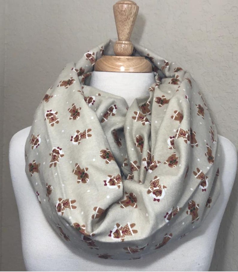 Gingerbread Scarf Infinity Holiday Scarf Gift for Her Christmas Gift ...