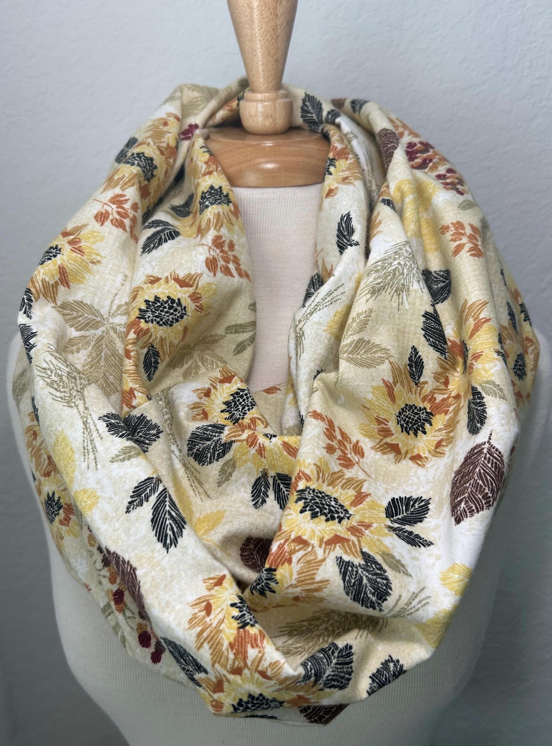 Fall Leaves Scarf Loop Scarves Fall Colors Yellow Green Orange Brown ...