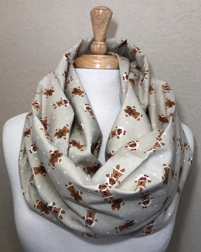 Gingerbread Scarf Infinity Holiday Scarf Gift for Her Christmas Gift ...