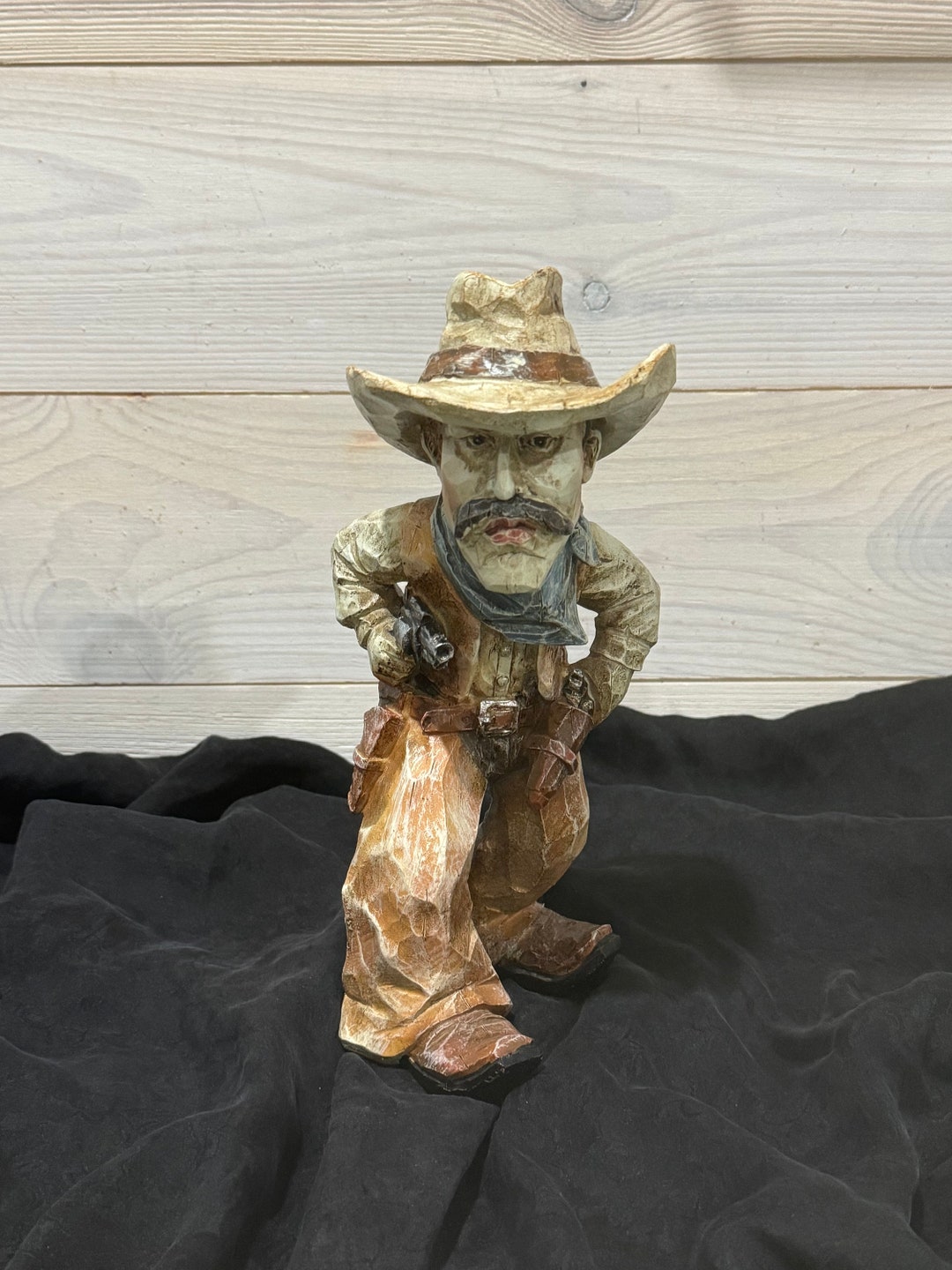 Vintage Western Cowboy Resin Statue Hand Painted - Etsy