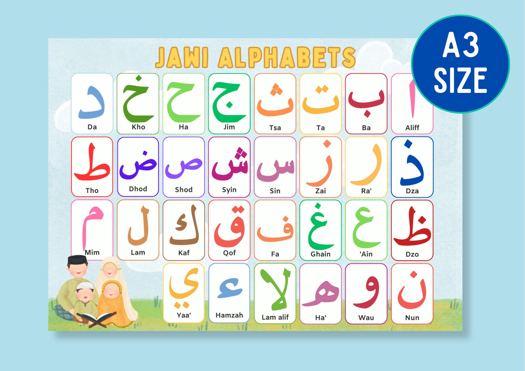 Jawi Alphabets Printable Poster Cards Flashcard Baby and - Etsy