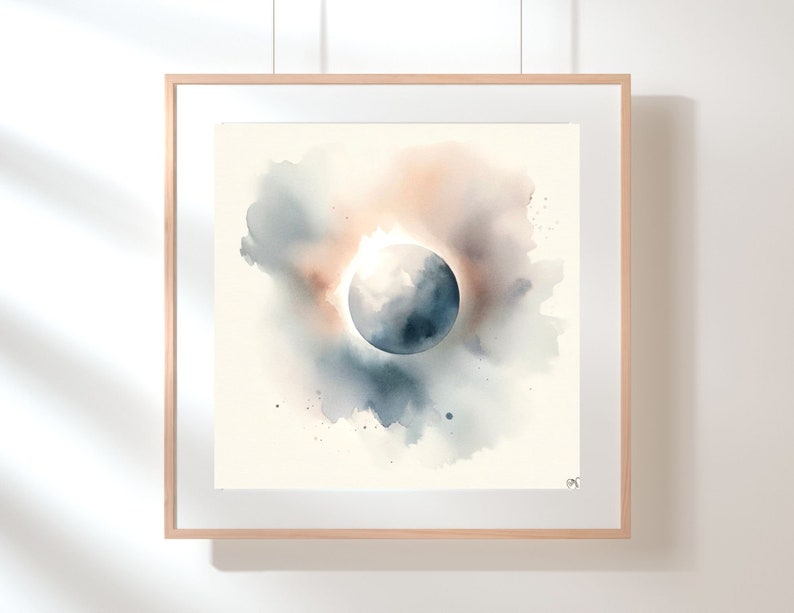 Eclipse 1 - Watercolor Digital Art Print (instant Digital Download) - Etsy
