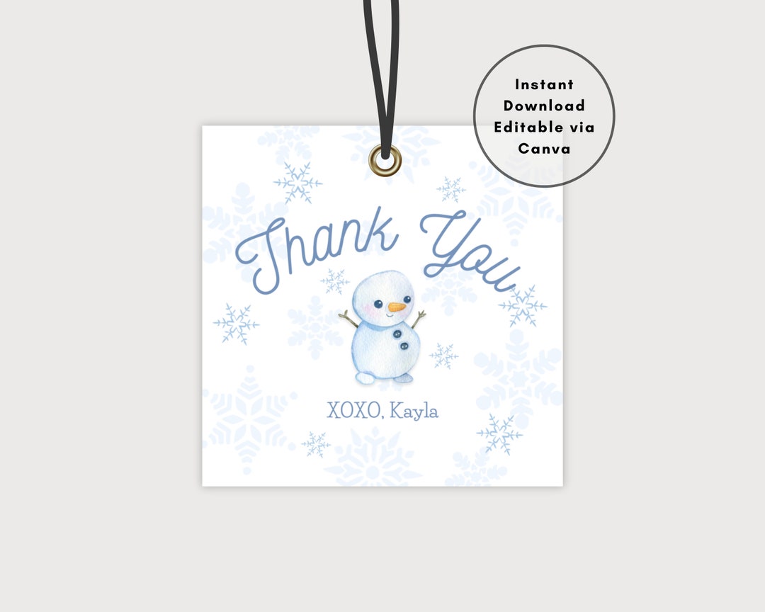 Winter Wonderland Favor Tag, Winter Birthday Decorations, Favor Snowman ...