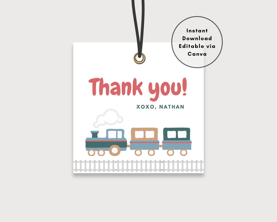 Train Favor Tag, Train Birthday Decorations, Favors, Thank You Tag ...