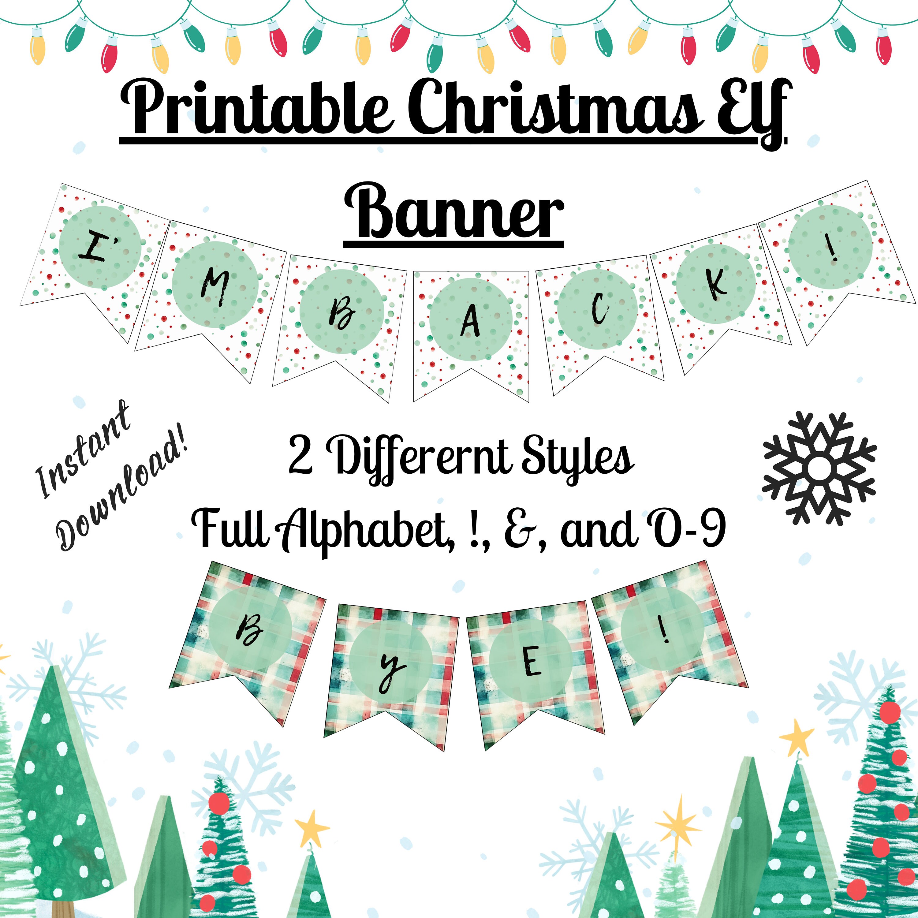 Printable Christmas Elf Banner, Digital Download, A-Z Lettering, DIY ...