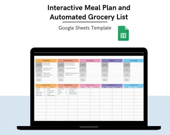 Google Sheets Meal Planner and Grocery List Spreadsheet Template ...