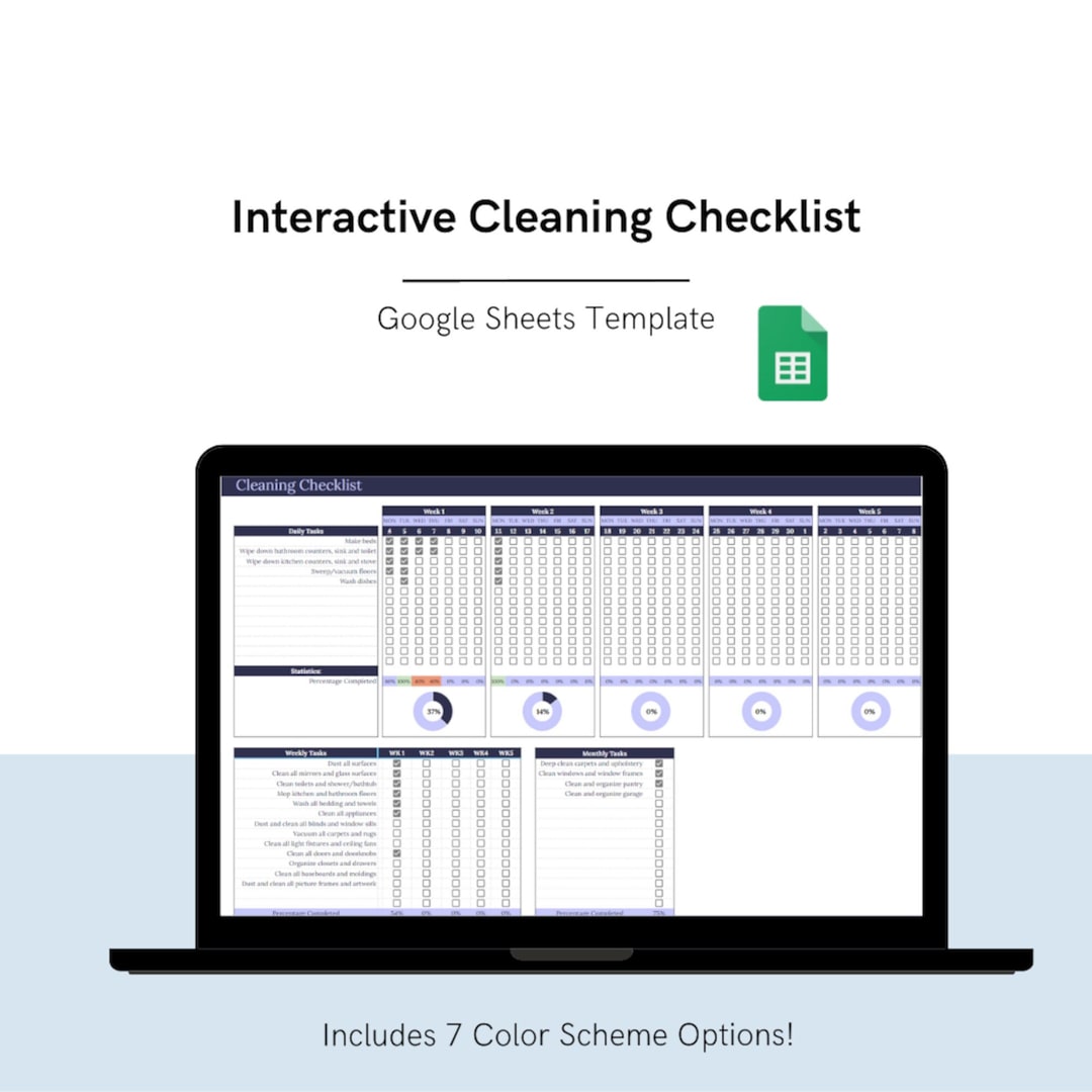 Interactive Cleaning Checklist | Cleaning Tracker | Cleaning Checklist ...