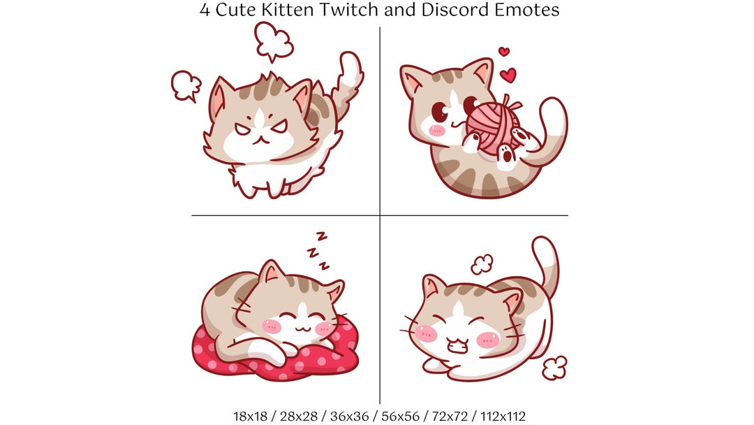 4 Cute Kittens Twitch and Discord Emotes L Twitch Emotes L Discord ...