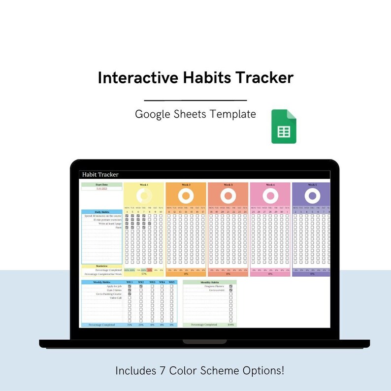 Habit Tracker | Habits Tracker | Interactive Habit Tracker | Digital ...
