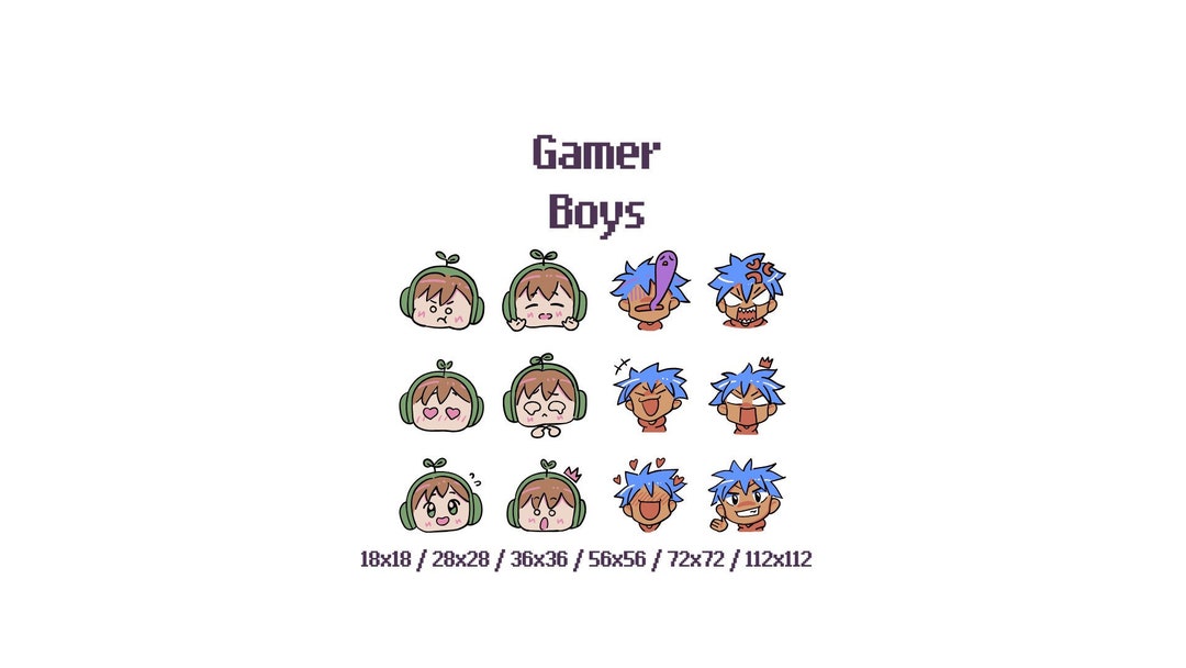 Green and Blue Gamer Boys Twitch and Discord Emotes L Twitch Emotes L ...