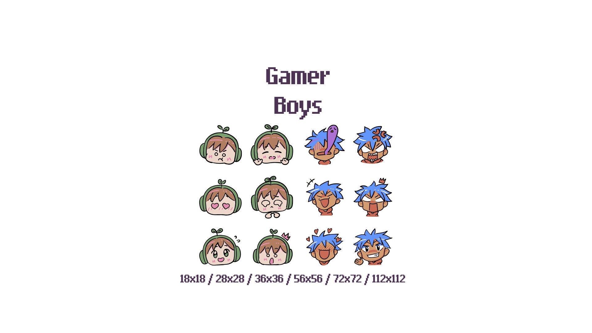 Green and Blue Gamer Boys Twitch and Discord Emotes L Twitch Emotes L ...