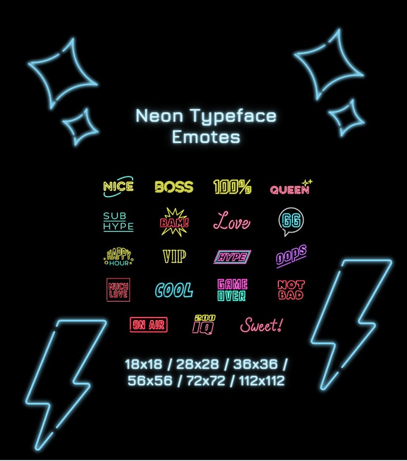 Colorful Neon Typeface Twitch and Discord Emotes L Twitch Emotes L ...