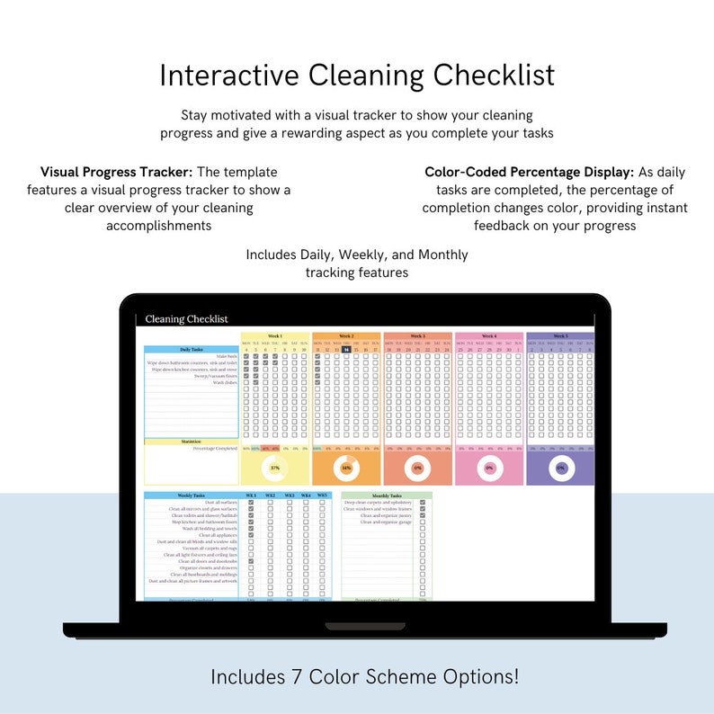 Interactive Cleaning Checklist | Cleaning Tracker | Cleaning Checklist ...