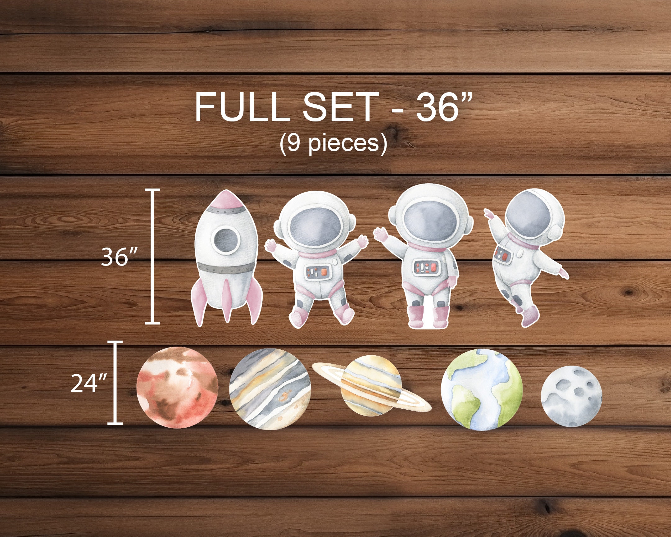PINK Cute Baby Astronaut Cutouts Watercolor Outerspace Cutouts ...