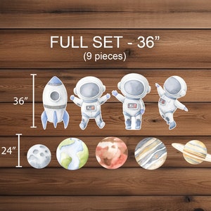 Cute Baby Astronaut Cutouts Watercolor Outerspace Cutouts Centerpieces ...