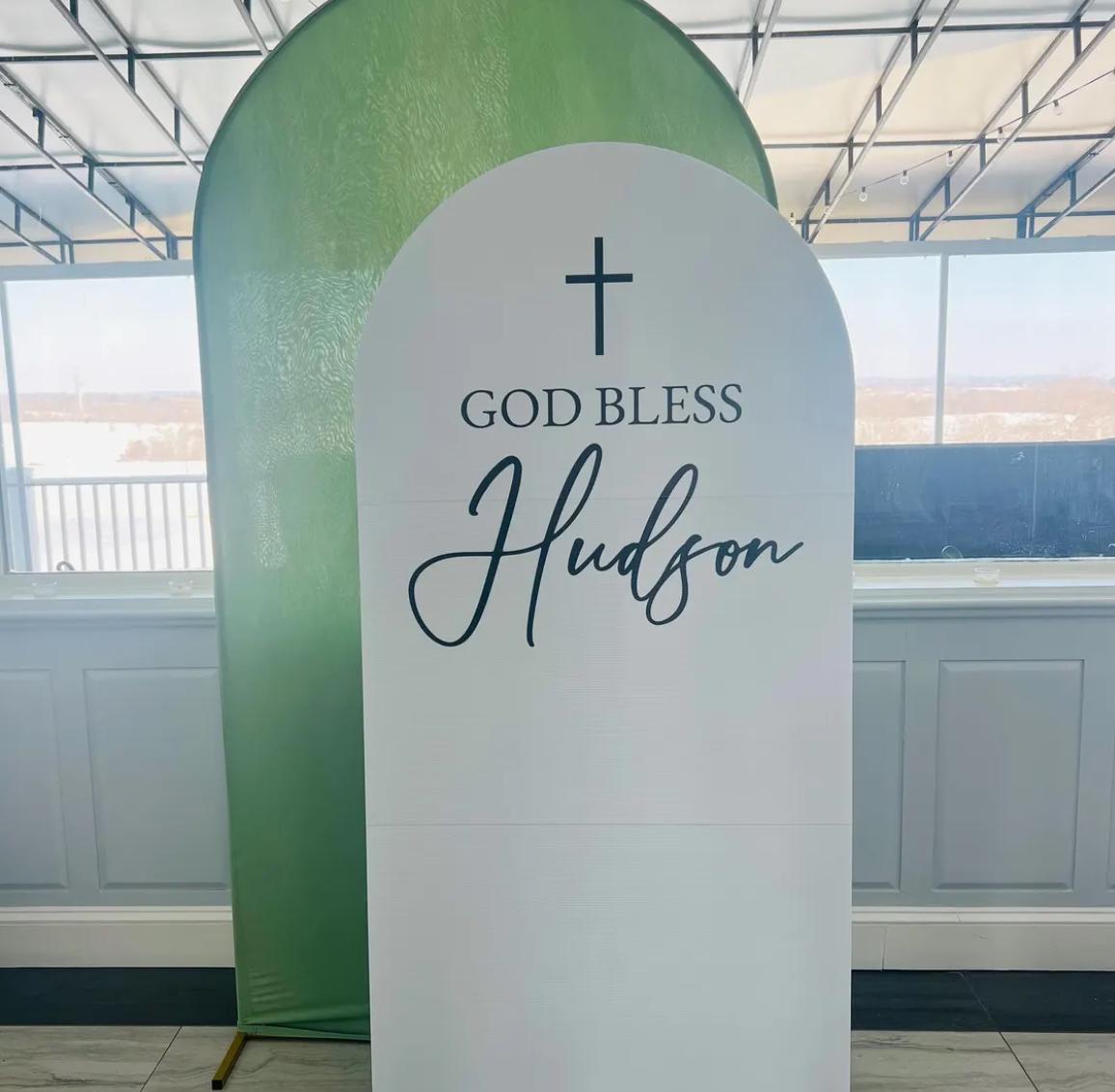 God Bless Arch Backdrop Christening Baptism Arch Backdrop, With Stands ...