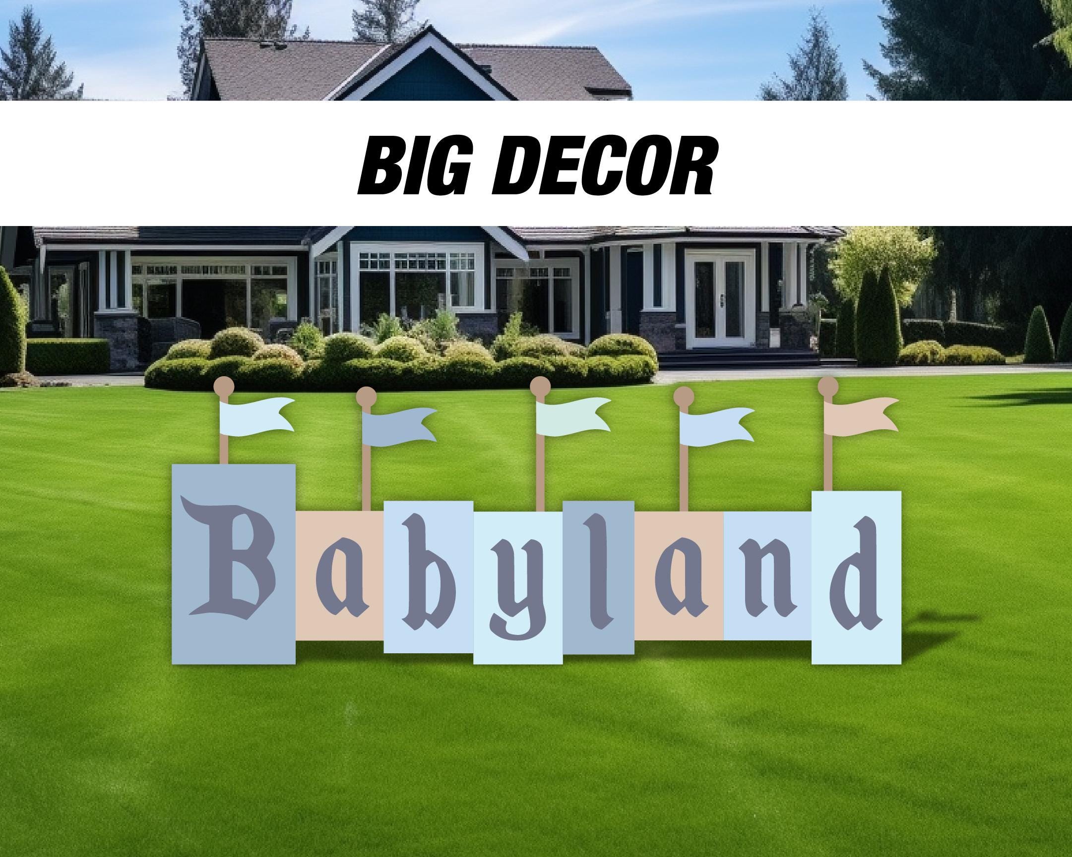 BIG Babyland Babyshower Sign Decor Cutouts Backdrop, Sketch Stand up ...