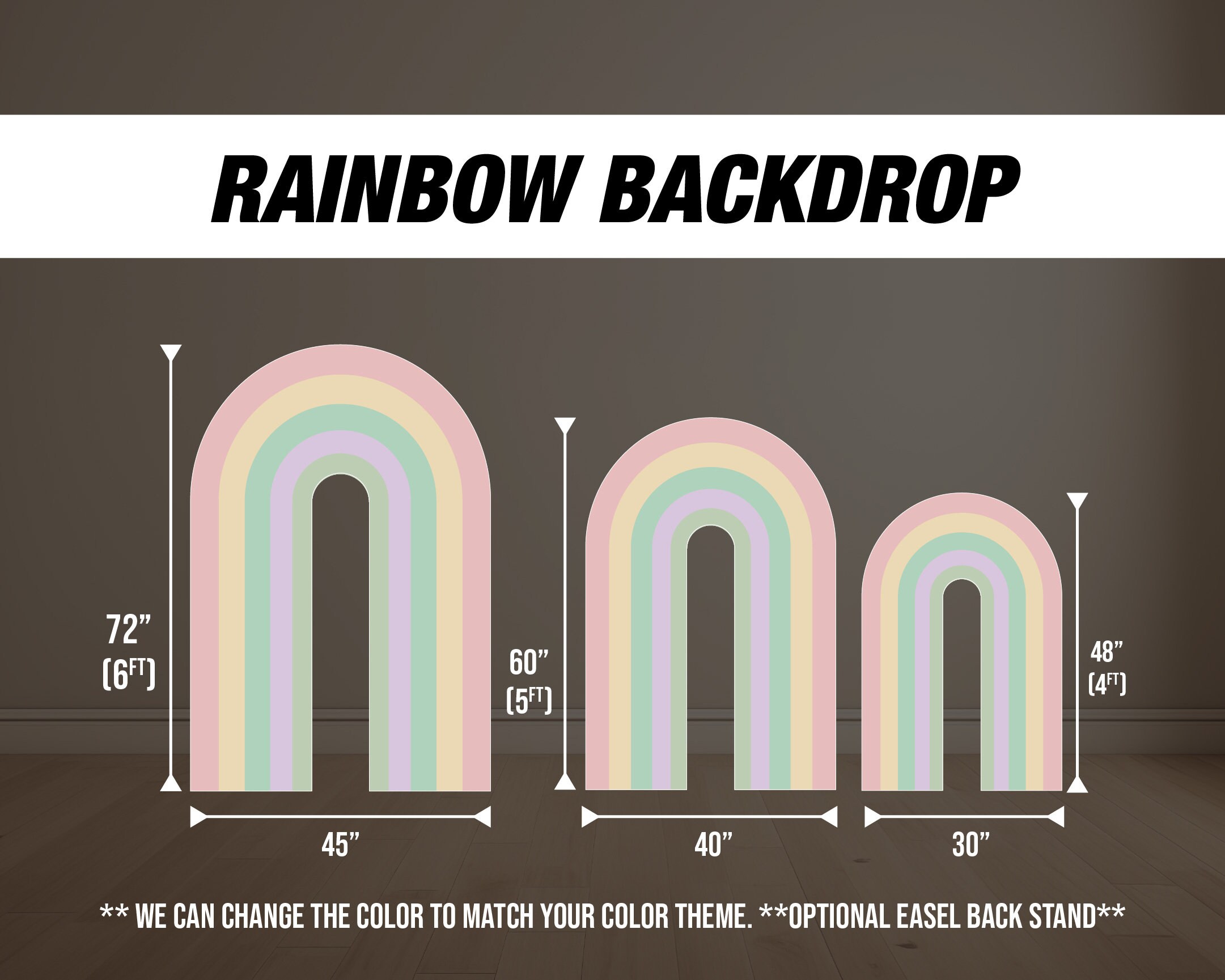Large Rainbow Backdrop Pastel Backdrops With Stands, NOT Fabric. 4mm ...