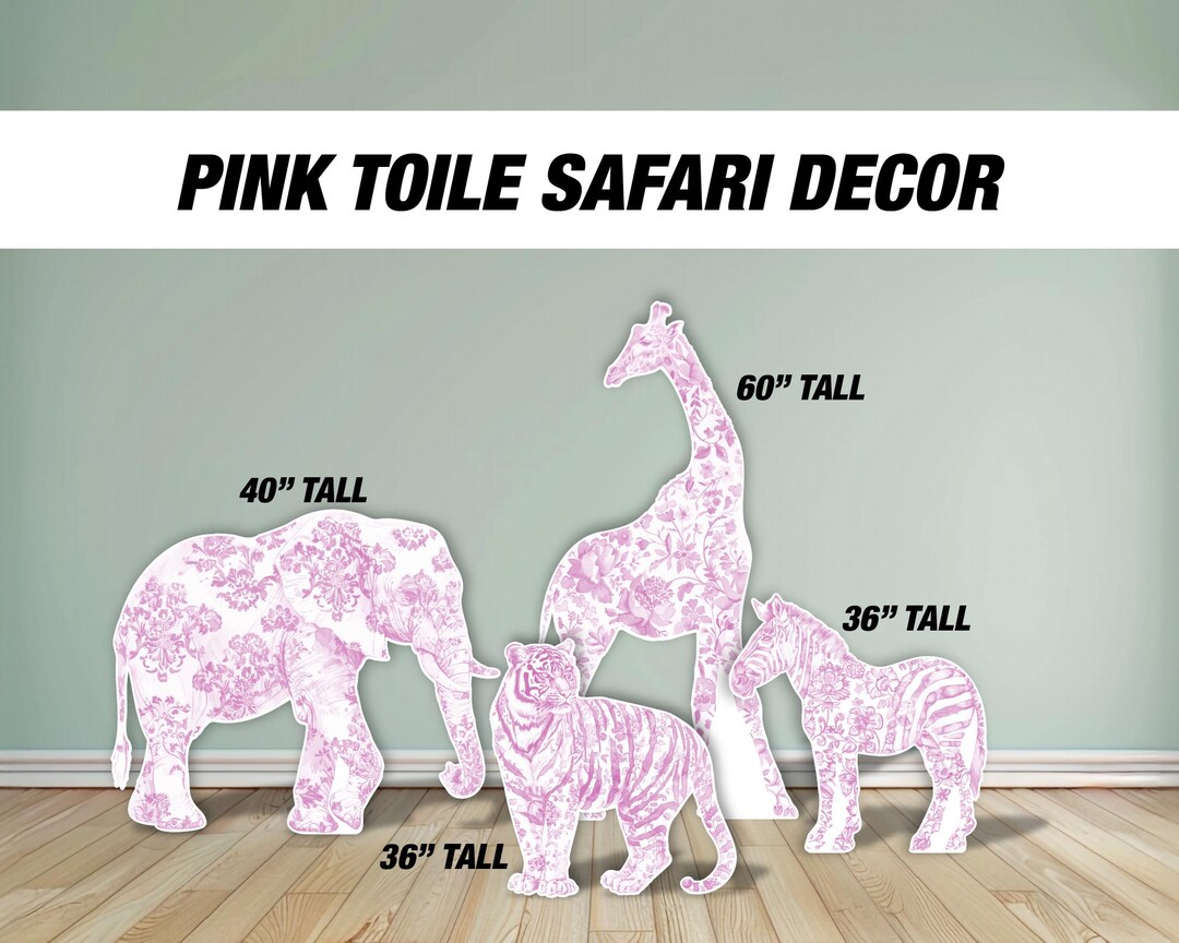 PINK Safari Toile Animal Cutouts, Props, Toile De Jouy, Blue Baby ...