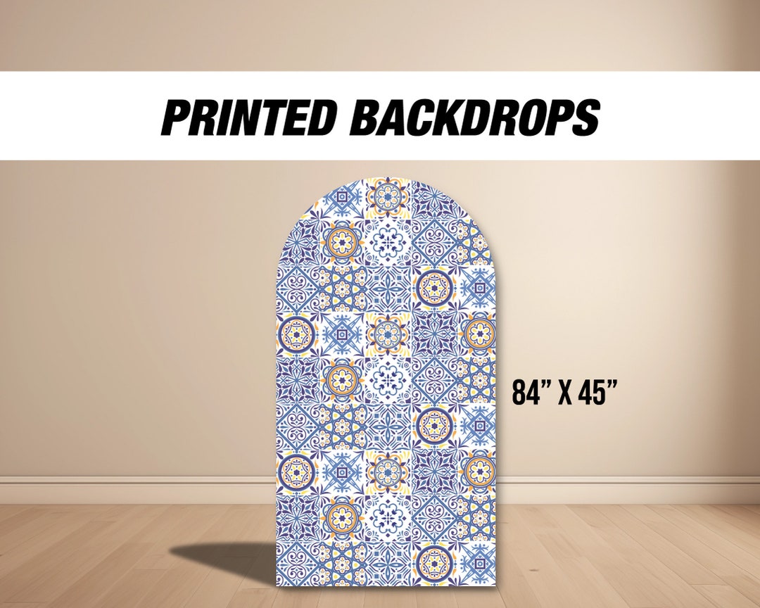 Blue Tiles Arch Backdrop, Italian Bridal Shower With Stands, NOT Fabric ...