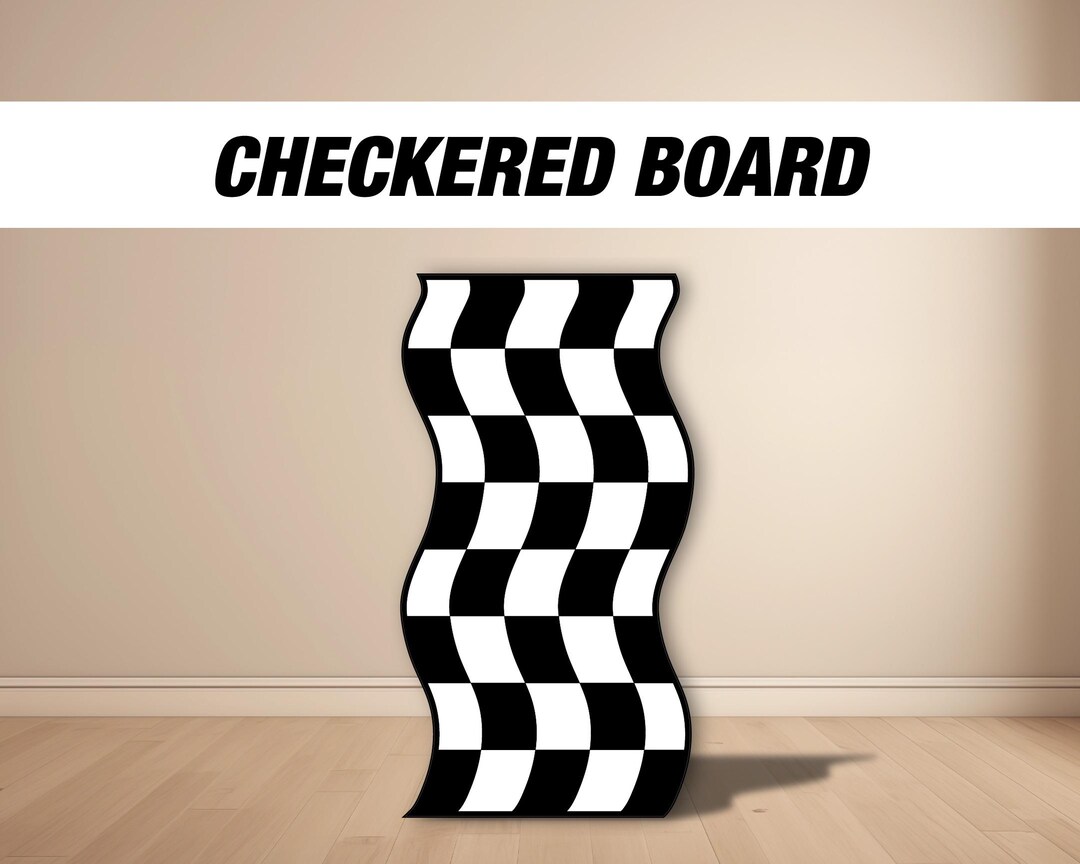 Checkered Flag Board, Checkered Wave Backdrop Board With Stands. Two ...