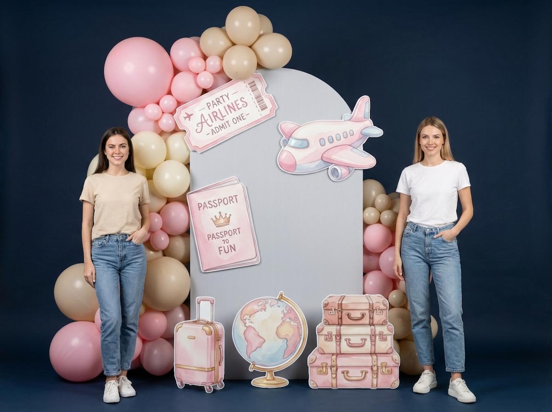 Pink Travel Adventure Theme Cutouts for Birthdays and Babyshowers ...