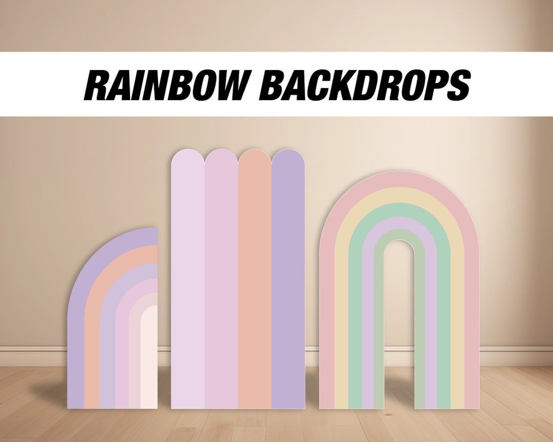 Large Rainbow Backdrop Pastel Backdrops With Stands, NOT Fabric. 4mm ...