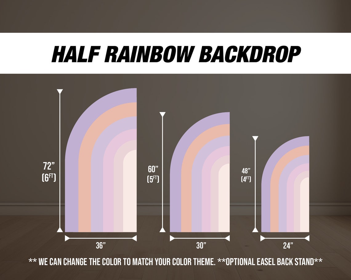 Large Rainbow Backdrop Pastel Backdrops With Stands, NOT Fabric. 4mm ...