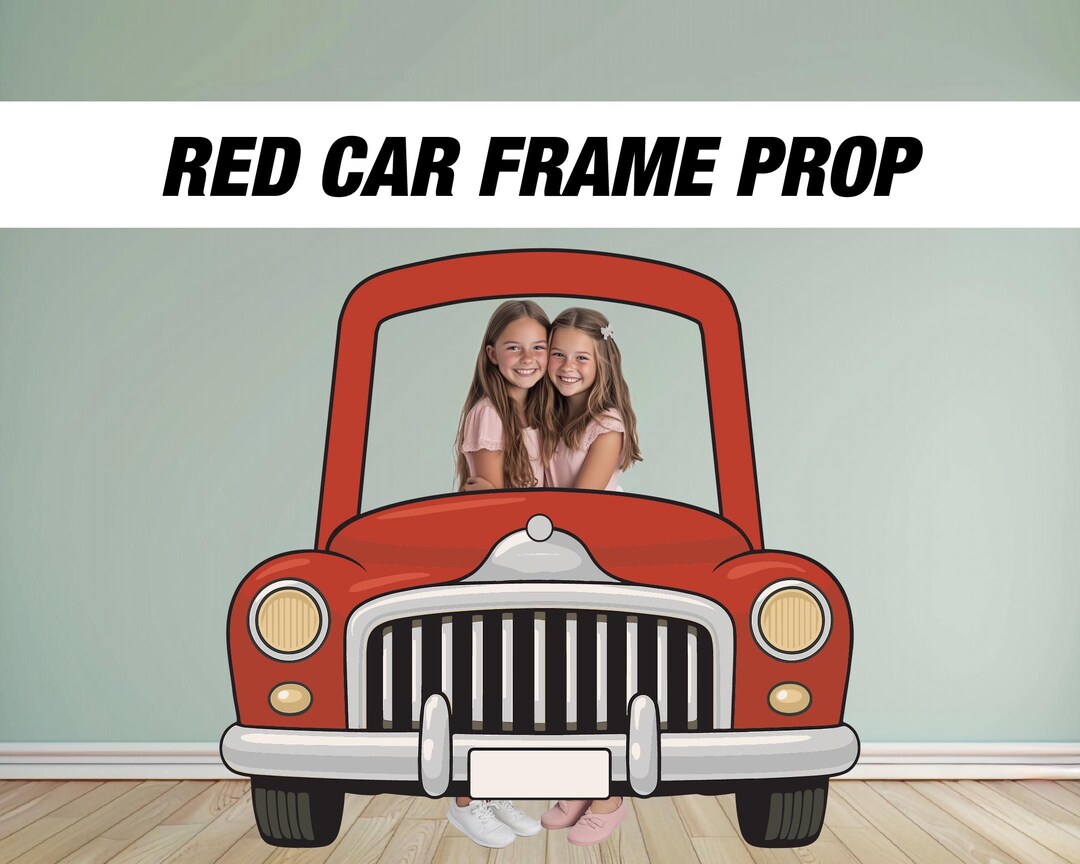 Red Car Cutout Decor, Photo Prop, Red Car Selfie Frame Birthday Party ...