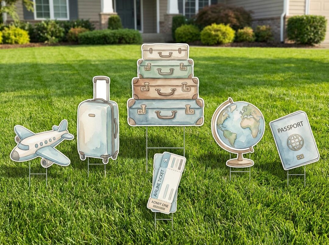 Blue Travel Adventure Theme Cutouts for Birthdays and Babyshowers ...