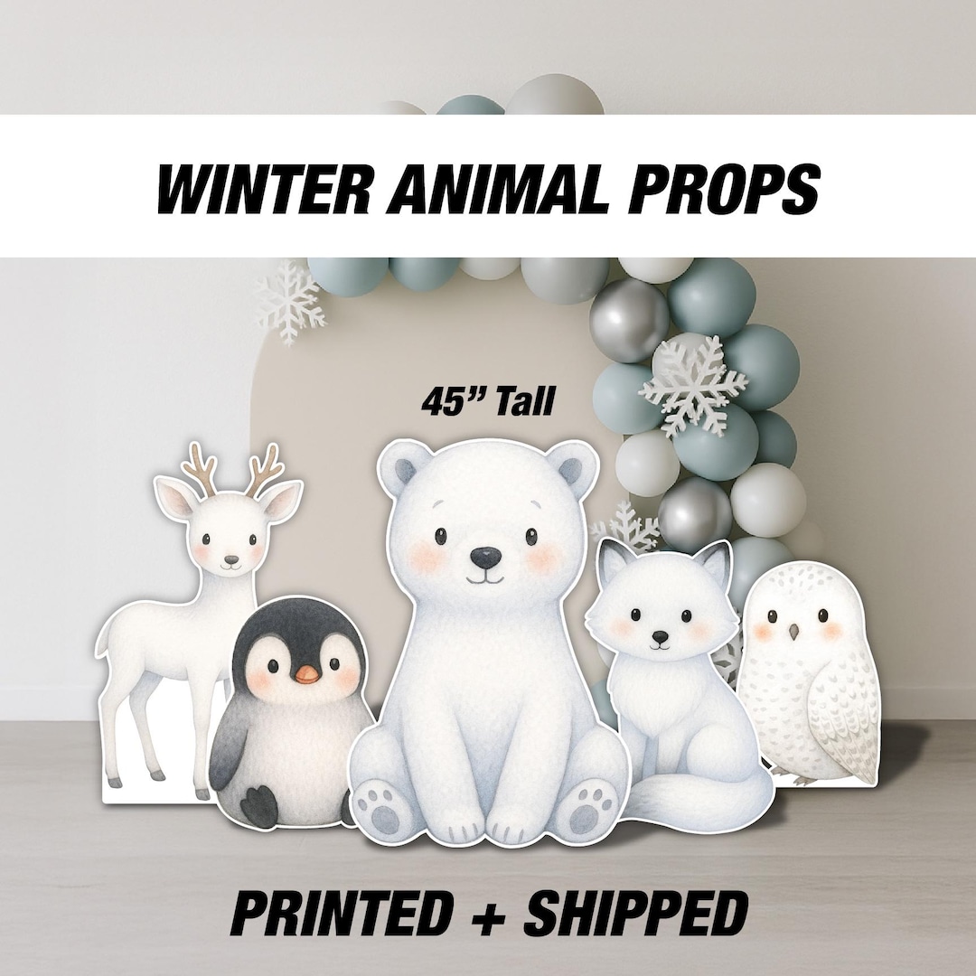 Winter Wonderland Animal Cutouts for Birthday & Baby Shower Decorations ...
