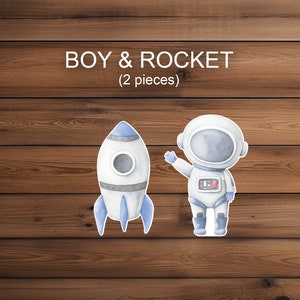 Cute Baby Astronaut Cutouts Watercolor Outerspace Cutouts Centerpieces ...
