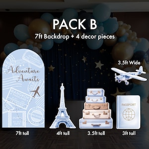 Travel Adventure Theme Backdrop Birthday Watercolor Airplane Cutout ...