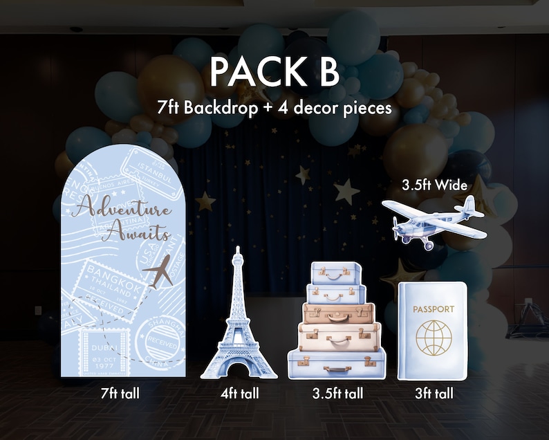 Travel Adventure Theme Backdrop Birthday Watercolor Airplane Cutout ...