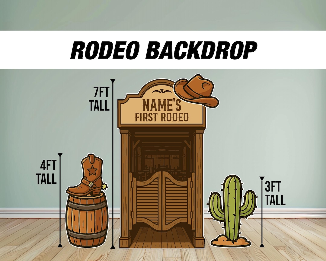 Rodeo Backdrop With Stands. First Rodeo, Cowboy Cowgirl Birthday Party ...