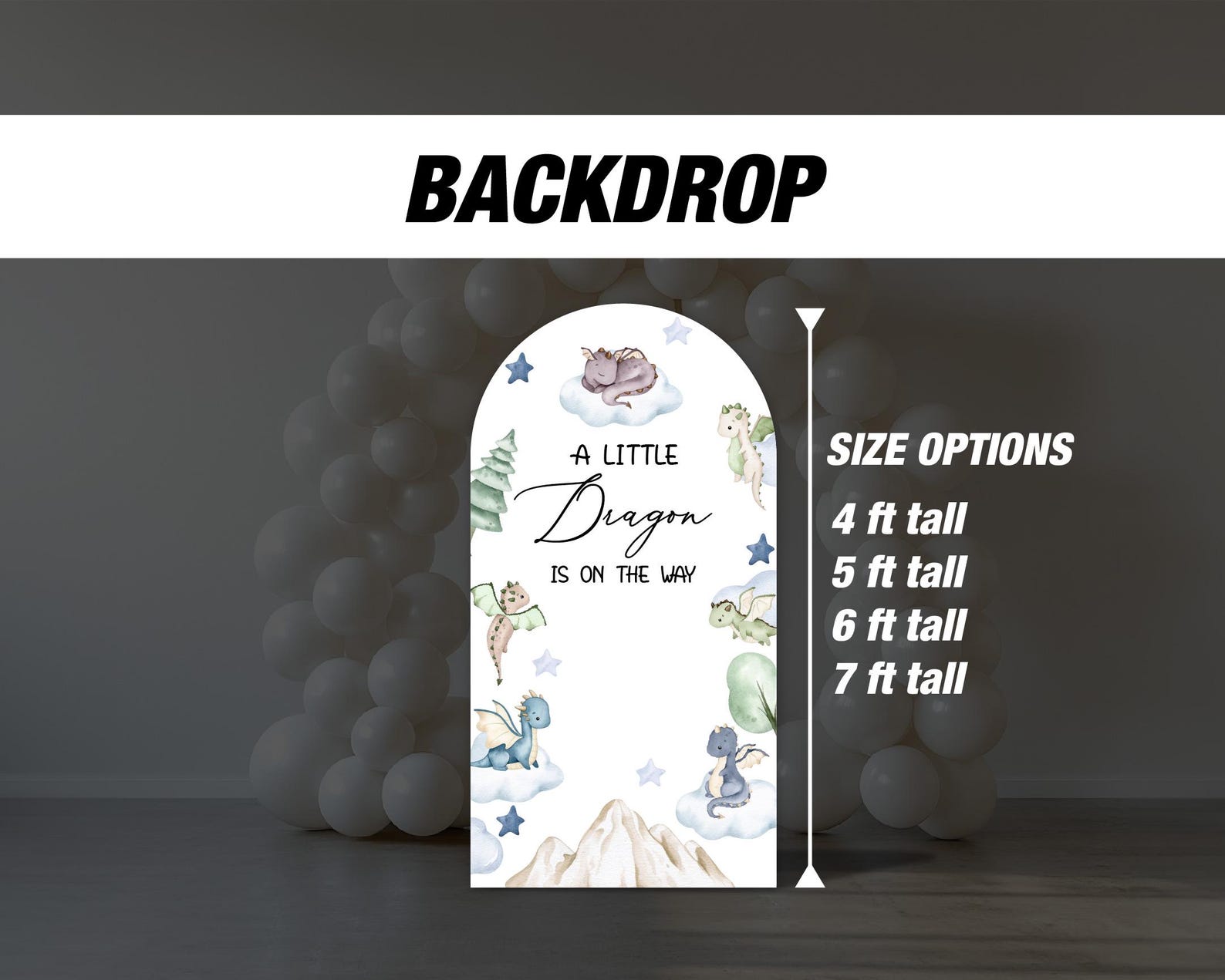Dragon Cutouts Dragon Themed Baby Shower Backdrop, a Little Dragon is ...