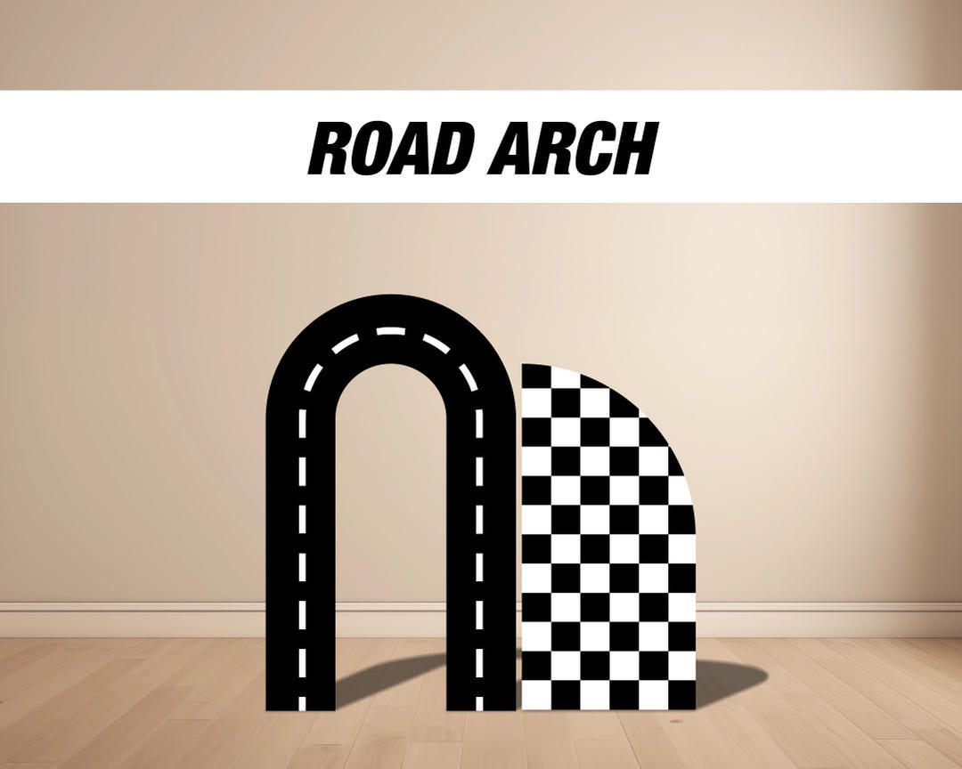 Road Arch Backdrop With Stands. Two Fast 2 Curious Retro Car, Road ...