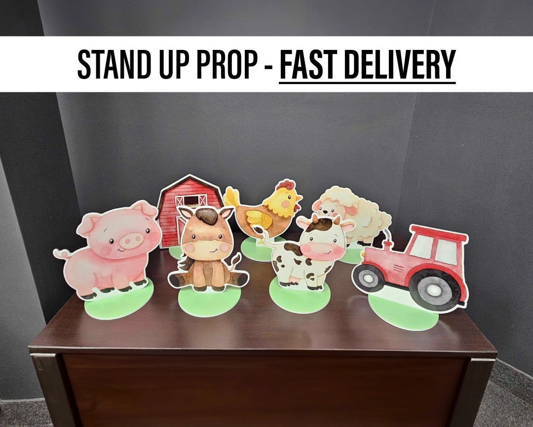 Cute Farm Animal Centerpiece Table Cutouts, Table Toppers, Watercolor ...