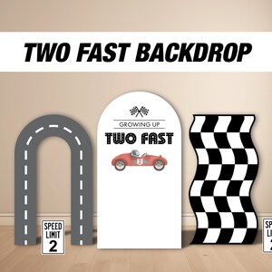 Two Fast Backdrop Birthday With Stands. 2 Fast 2 Curious Retro Car ...