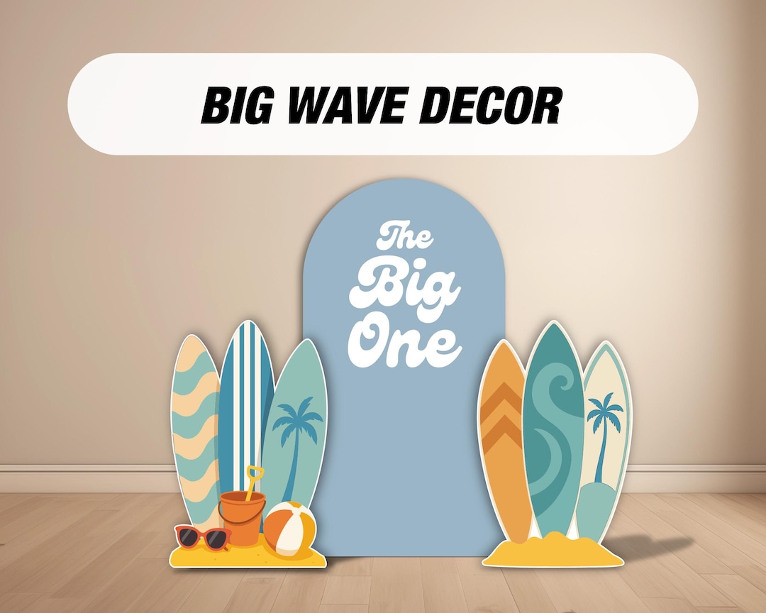 The BIG ONE Surfboard Cutout Props Beach Party Surf Party Themed Panel ...