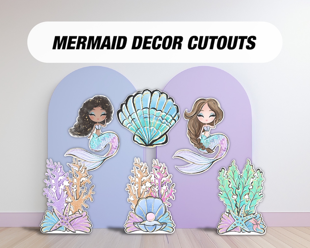 Mermaid Cutouts Cute Watercolor Sea Cutouts Centerpieces Ocean Animal ...